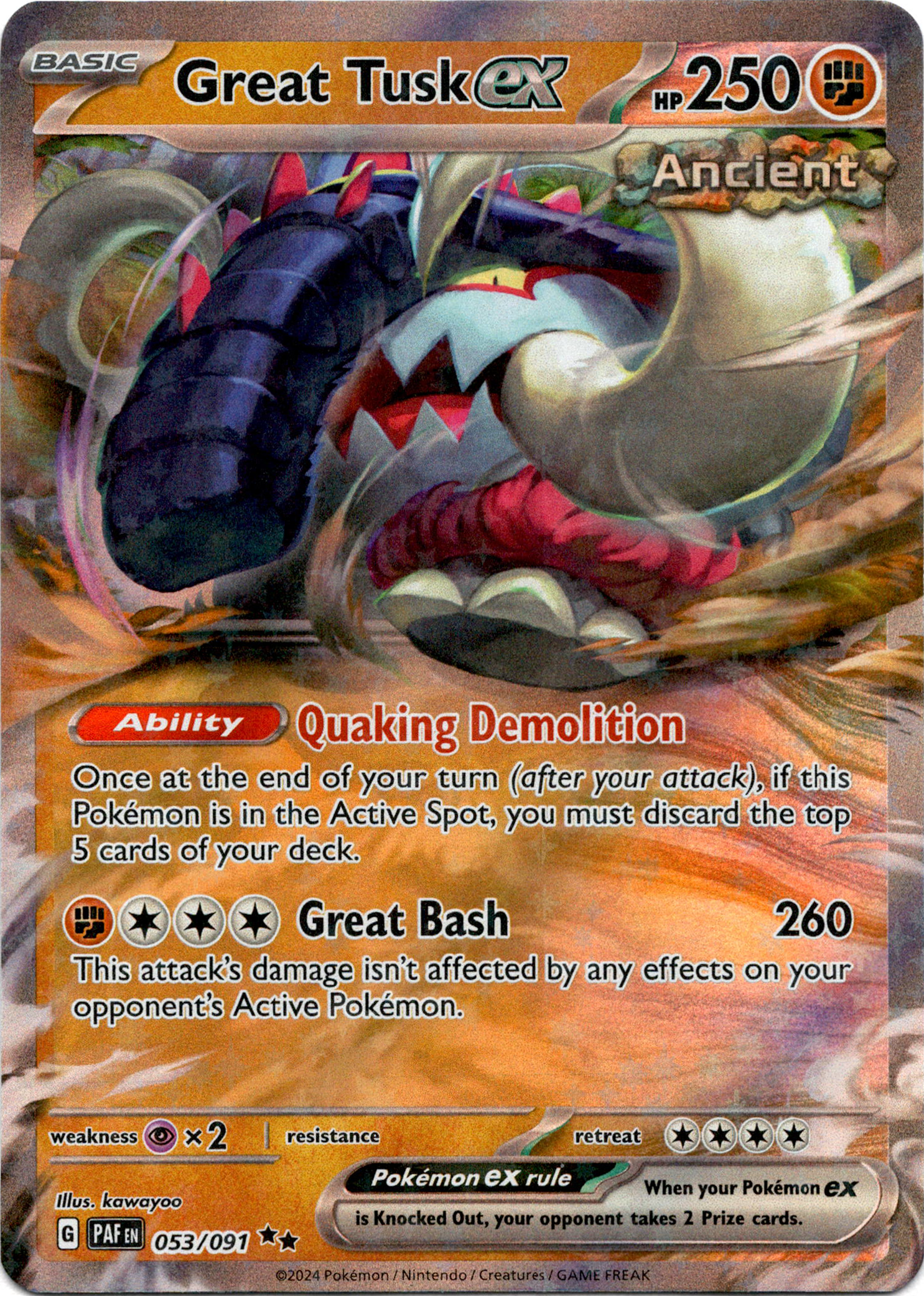 053/091 Great Tusk EX Paldean Fates